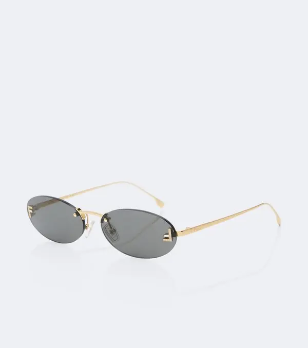 Fendi First Crystal Embellished Oval Sunglasses - Gold