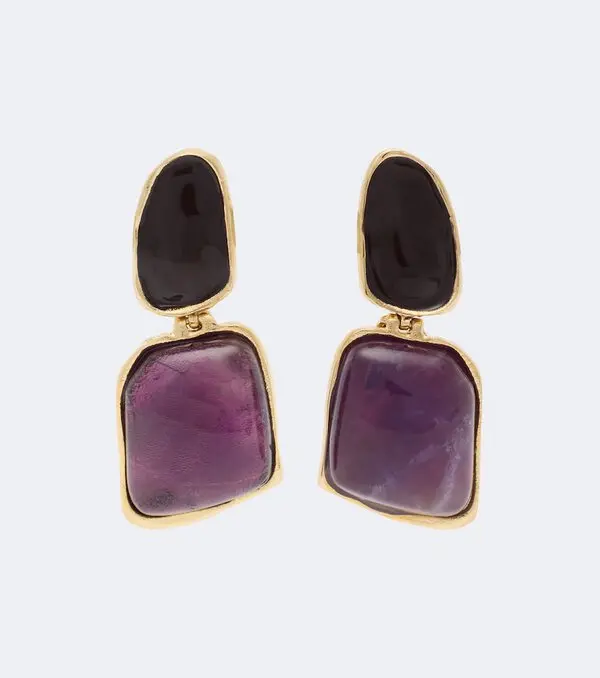La DoubleJ Spells 24kt Gold-plated Drop Earrings - Purple