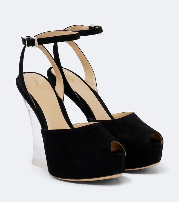 Fendi Suede Platform Peep-toe Pumps