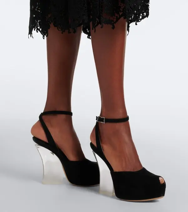 Fendi Suede Platform Peep-toe Pumps