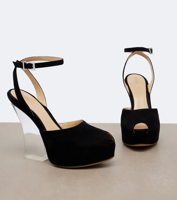 Fendi Suede Platform Peep-toe Pumps