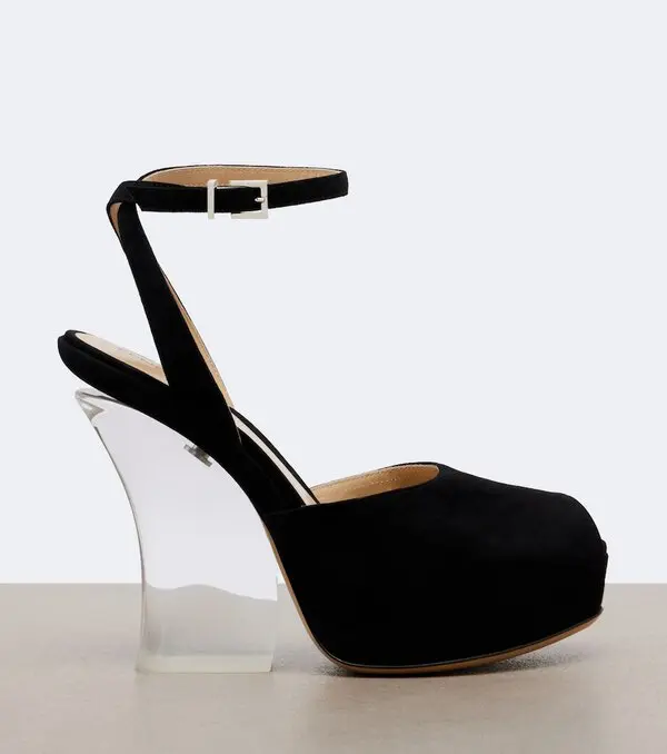 Fendi Suede Platform Peep-toe Pumps