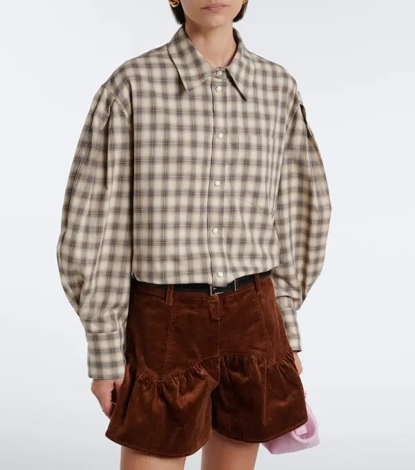 GANNI Checked Cotton Flannel Shirt