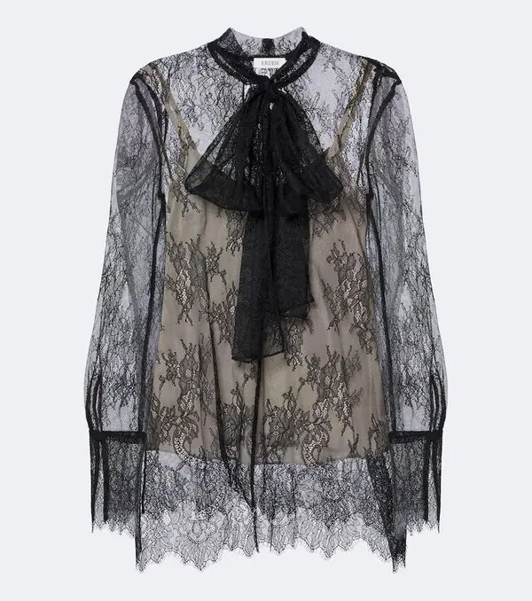 Erdem Bow-detail Floral Lace Blouse
