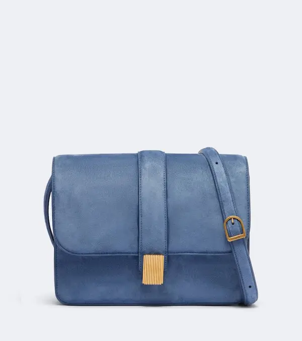 Khaite Blake Medium Suede Crossbody Bag - Blue