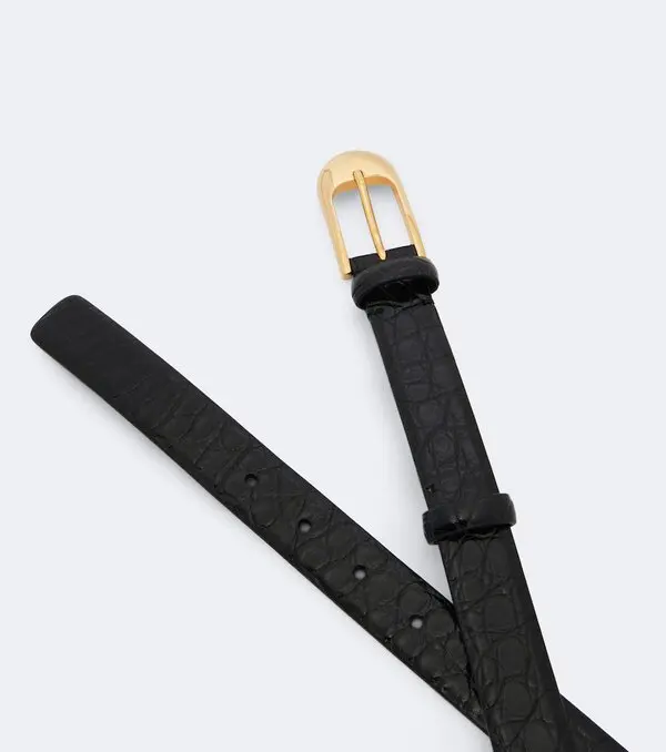 Khaite Dome Croc-effect Patent Leather Belt