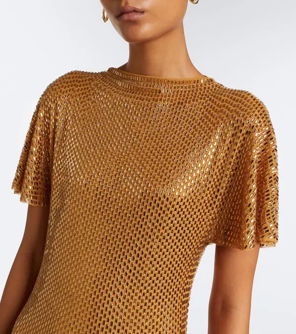 Roland Mouret Embellished Mesh Gown - Gold