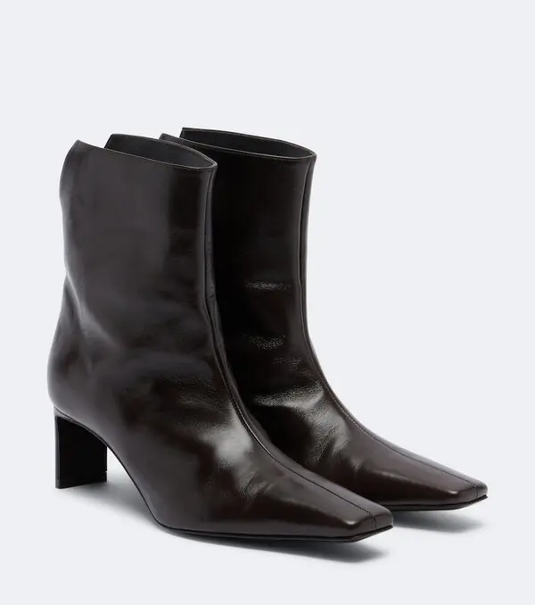 Khaite Ona Leather Ankle Boots - Brown