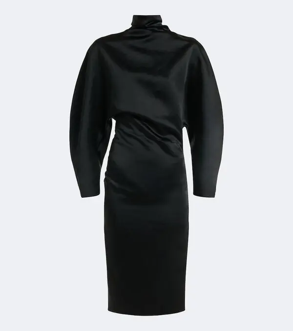 Khaite Harlin Draped Satin Midi Dress