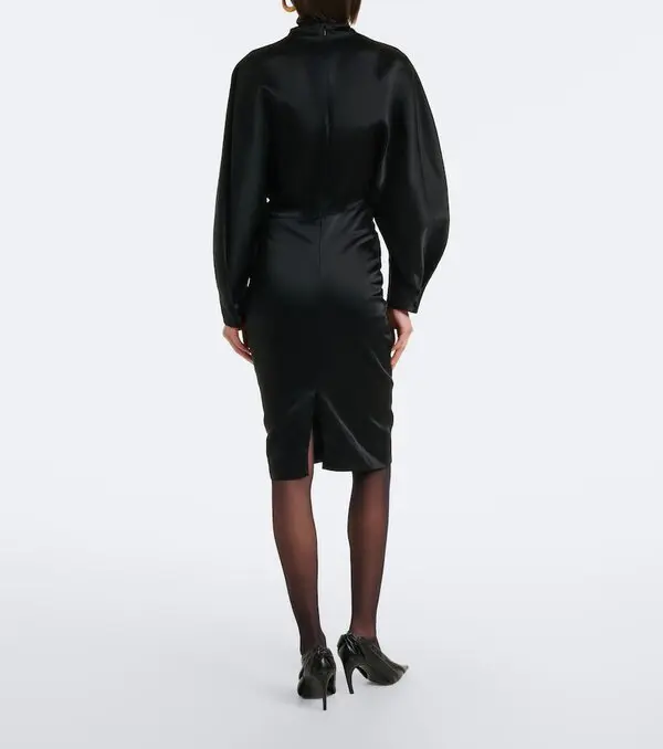 Khaite Harlin Draped Satin Midi Dress