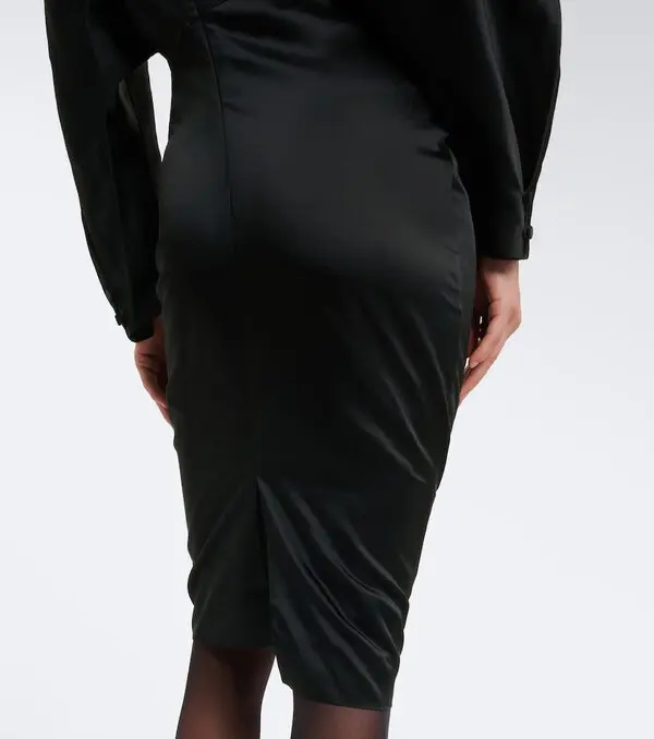 Khaite Harlin Draped Satin Midi Dress