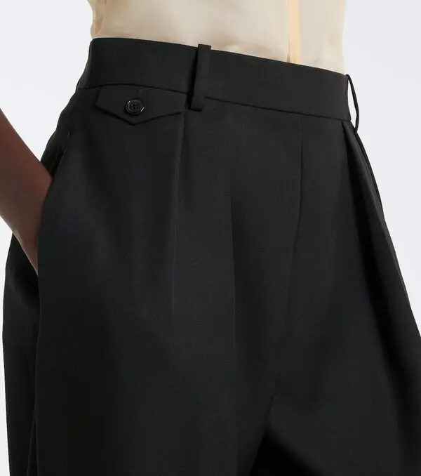 Khaite Dugan Pleated Virgin Wool Straight Pants