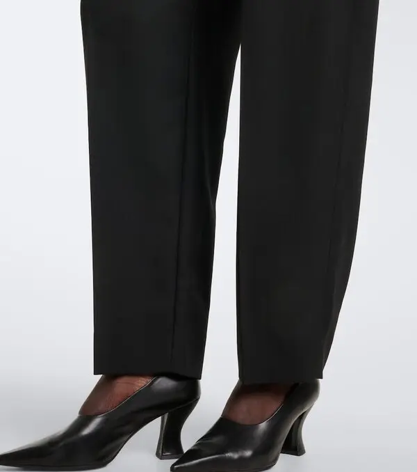 Khaite Dugan Pleated Virgin Wool Straight Pants