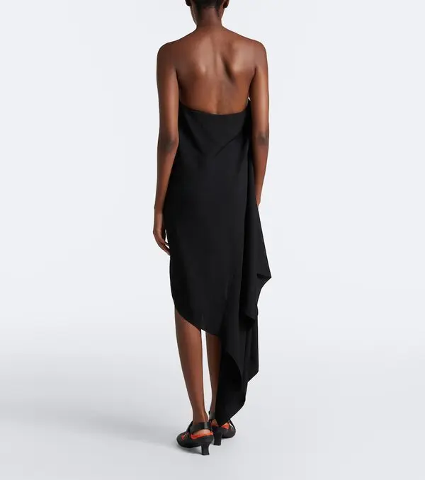 Loewe Shearling-trimmed Crêpe Midi Dress