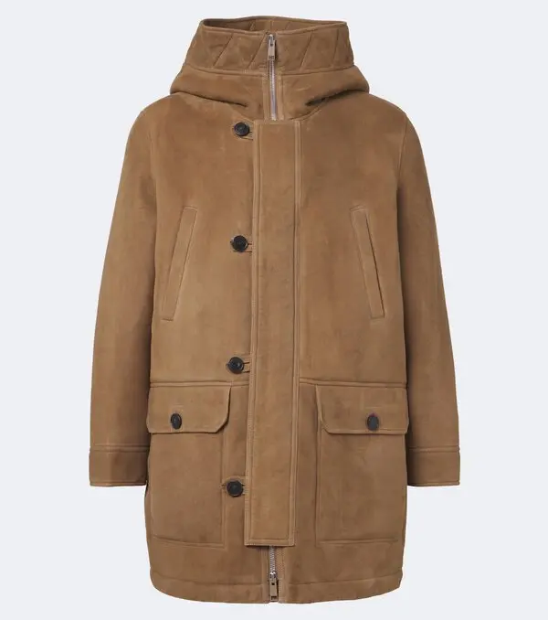 YVES SALOMON Hooded Shearling-lined Suede Parka
