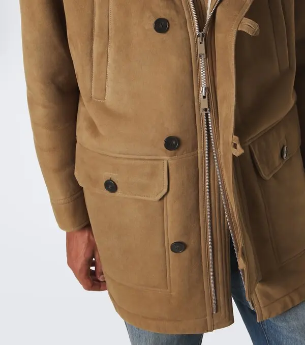 YVES SALOMON Hooded Shearling-lined Suede Parka