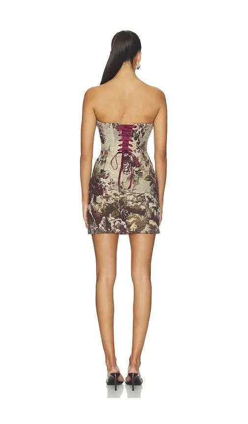L'Agence Tapestry Mini Dress In Brown