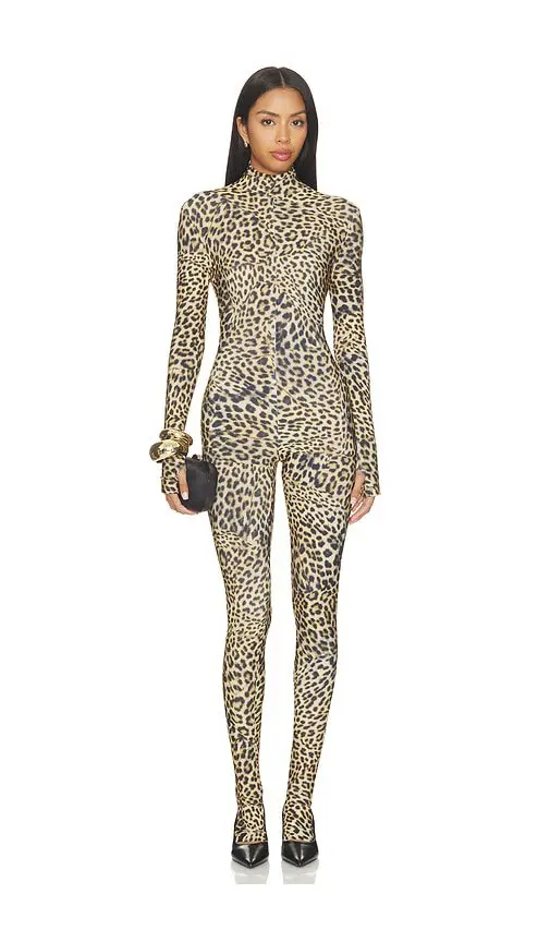 Norma Kamali Long Sleeve Slim Fit Turtle Catsuit With Footie In Multi