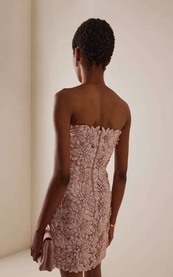 Costarellos Leya Petal-embellished Satin Mini Dress