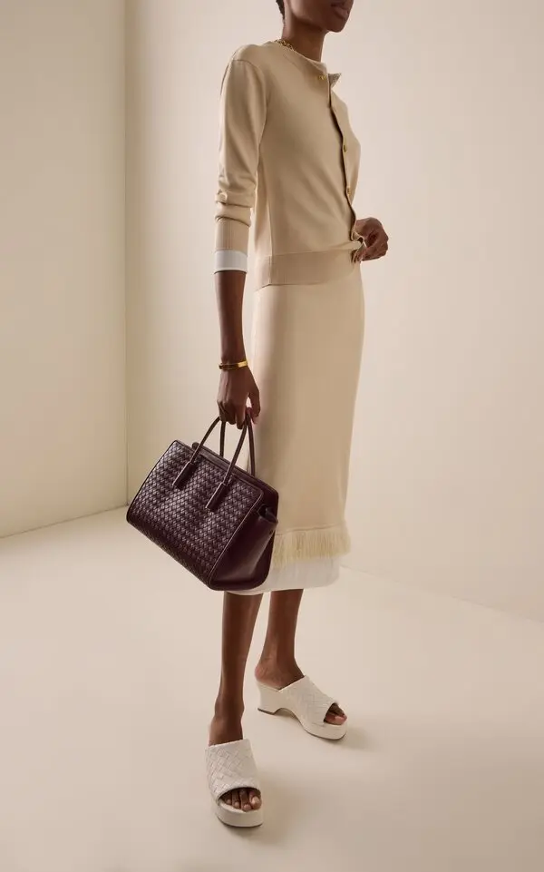 Bottega Veneta Fringed Silk Midi Skirt