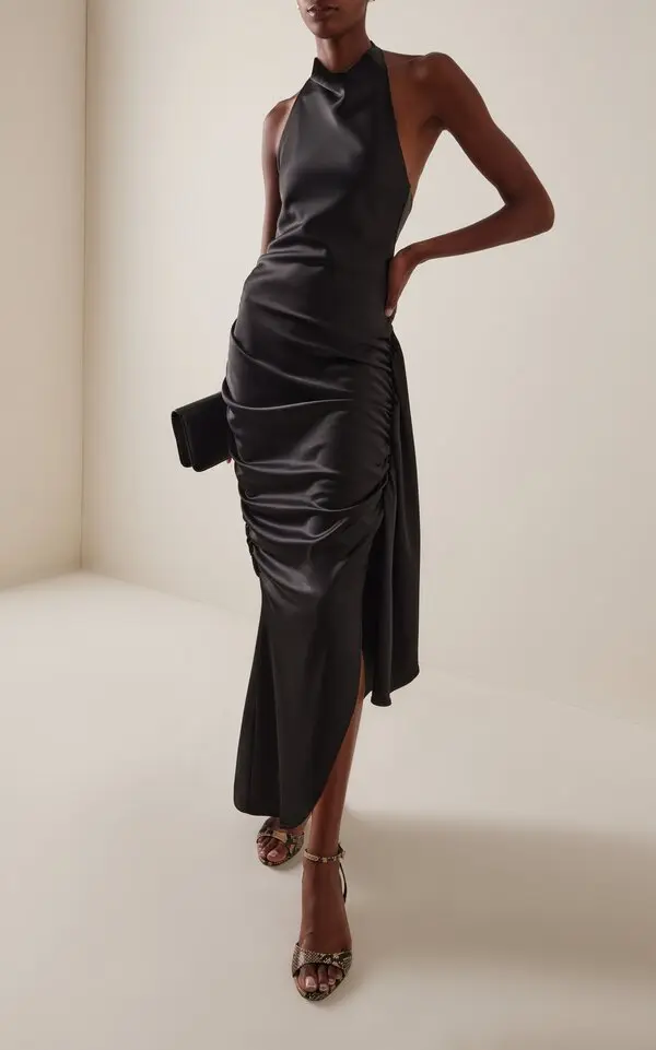 Paris Georgia Mase Ruched Satin Maxi Dress