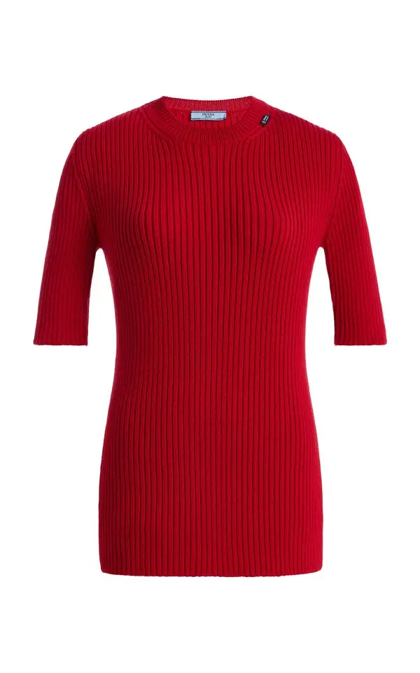 Prada Ribbed Wool Top - Red