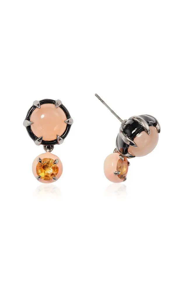 Nak Armstrong Spyglass Sterling Silver Peach Moonstone Earrings