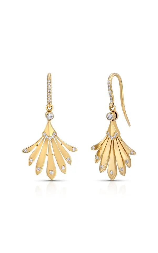 JENNA BLAKE Diamond Fan Earrings - Gold