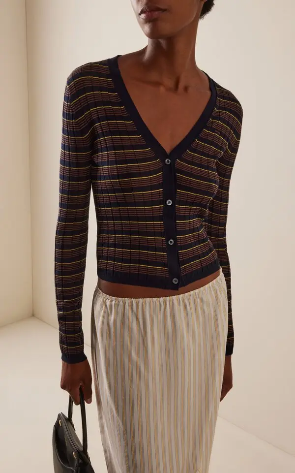 Prada Striped Wool-silk Cardigan