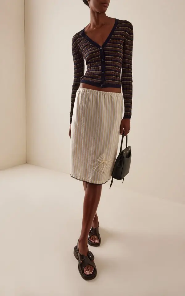 Prada Striped Wool-silk Cardigan