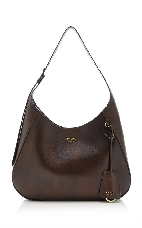 Prada Aimee Leather Shoulder Bag - Brown