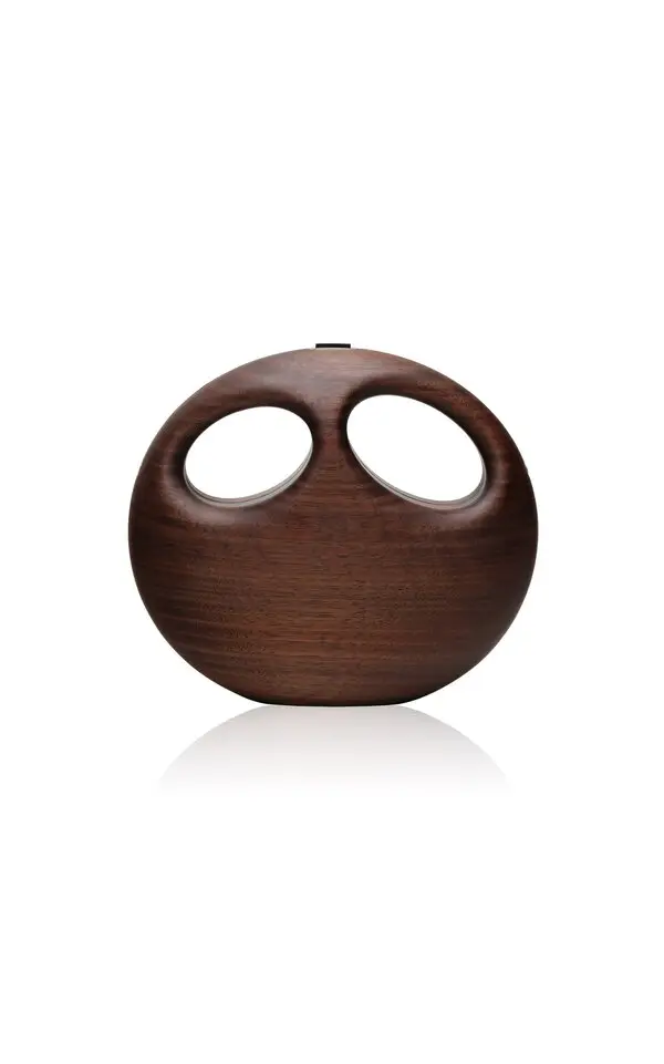 EITTEM Petite Owl Clutch In Woodgrain With Gold