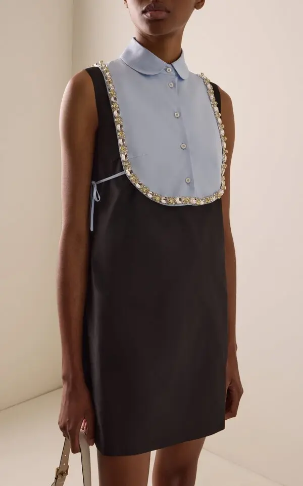 Prada Embellished Silk Mini Dress