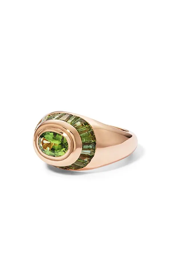 Nak Armstrong Armory 20k Rose Gold Tourmaline Ring - Green