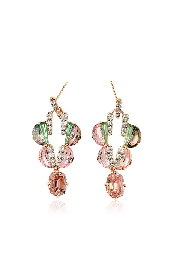 Nak Armstrong Tuxedo 20k Rose Gold Zircon Earrings - Pink
