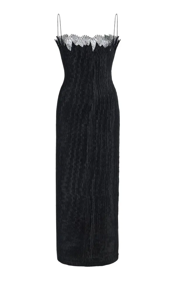 FFORME Lumie Pleated Lace Midi Dress