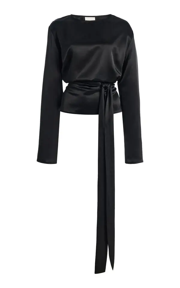 Paris Georgia Alba Bow Satin Top - Black