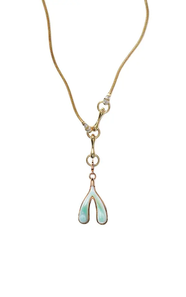 Nak Armstrong Wishbone 20k Rose Gold Agate Pendant