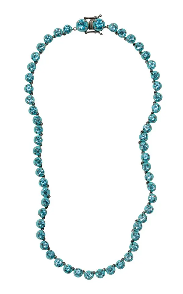 Nak Armstrong Small Georgian Sterling Silver Apatite Riviere Necklace
