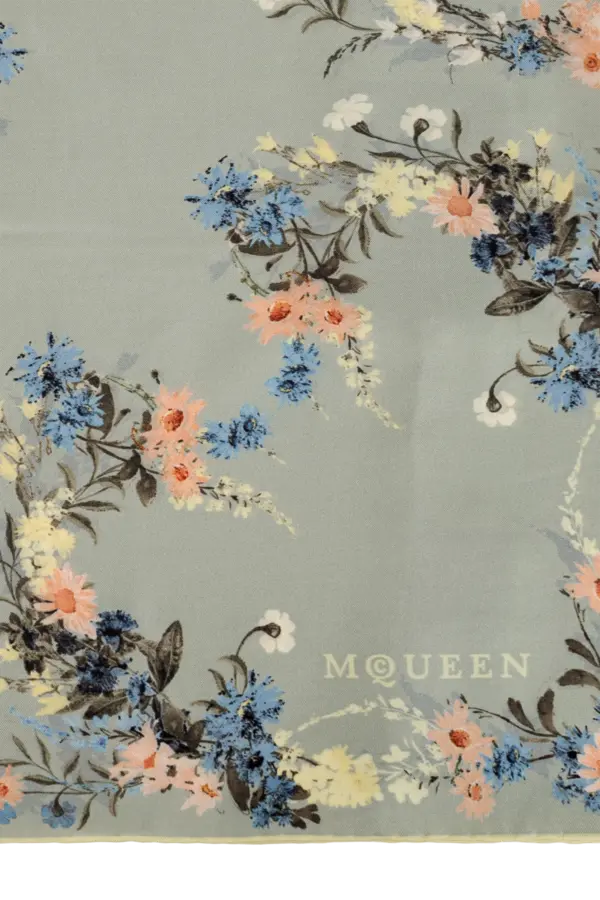 Alexander McQueen Silk Scarf With Floral Motif