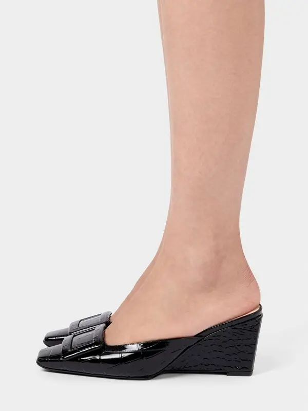 ROGER VIVIER Belle Vivier Wedge Mules In Leather