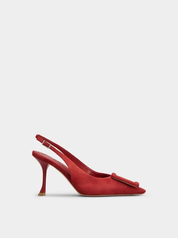 ROGER VIVIER Viv' In The City Slingback Pumps In Suede - Red