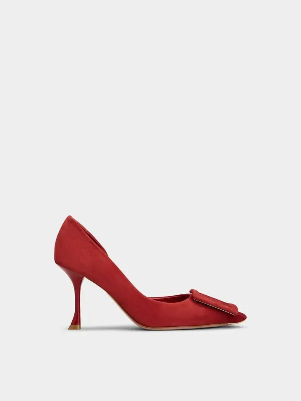 ROGER VIVIER Viv' In The City D'orsay Pumps In Suede - Red