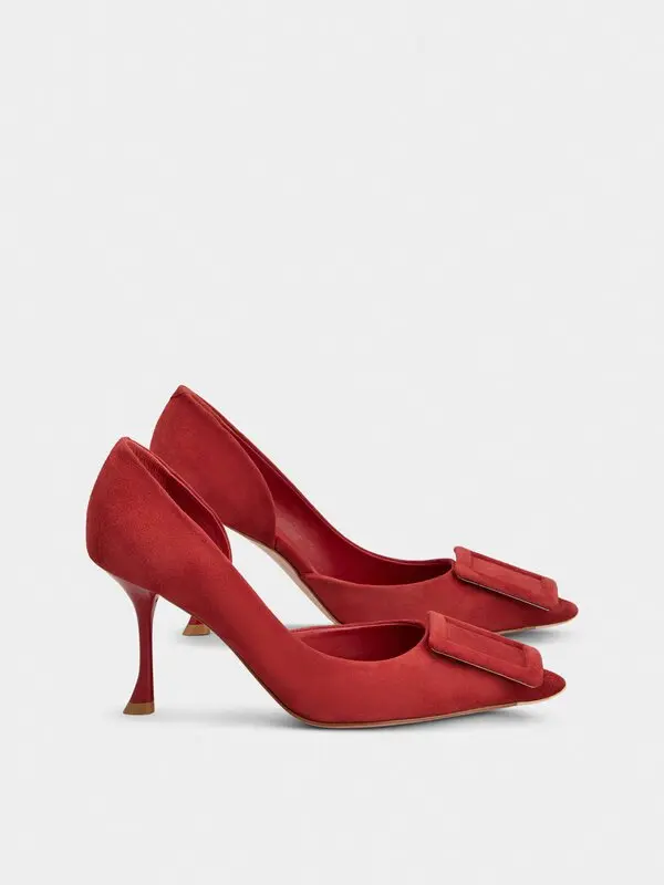 ROGER VIVIER Viv' In The City D'orsay Pumps In Suede - Red