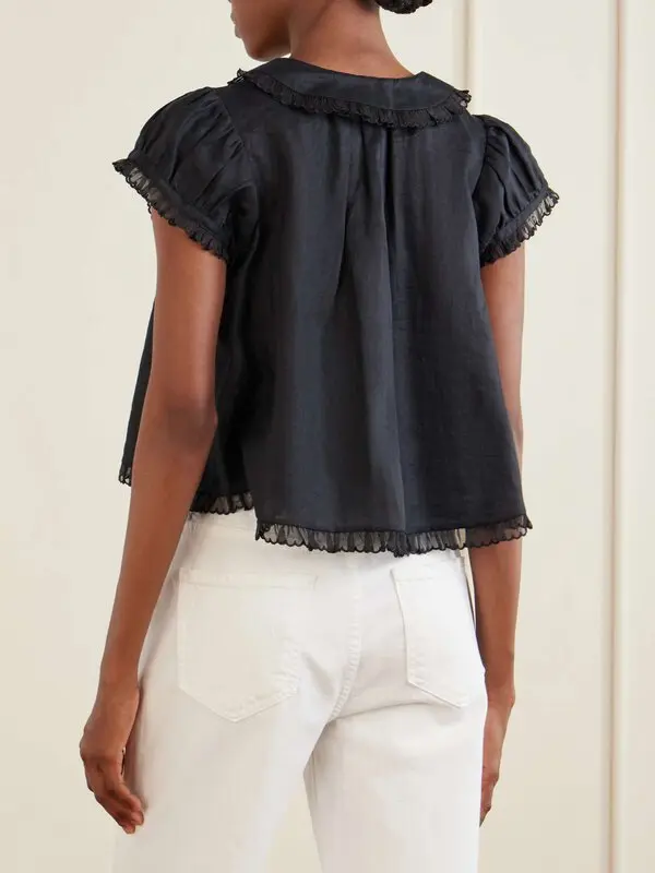 DÔEN Karina Ruffled Ramie Blouse