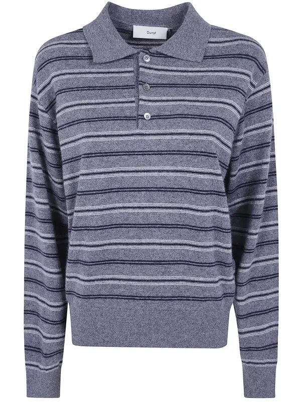 DUNST Collared Striped Sweater
