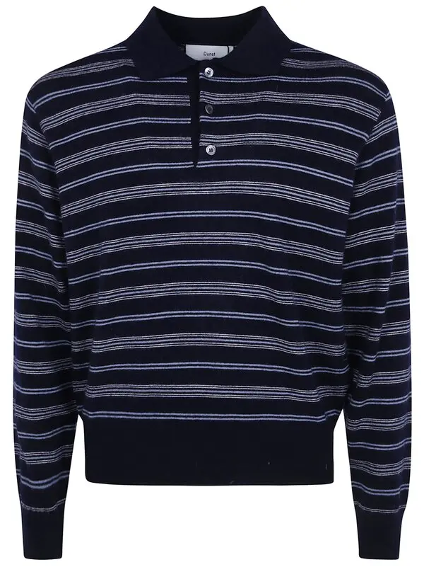 DUNST Striped Collared Sweater "unisex Collared Striped Sweater