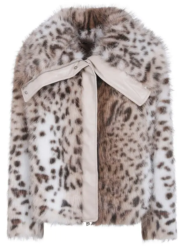 DRHOPE Faux Fur Jacket Leopard