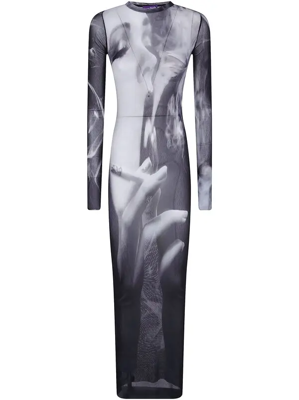 JEAN PAUL GAULTIER Mesh Long Dress "smoking - Black
