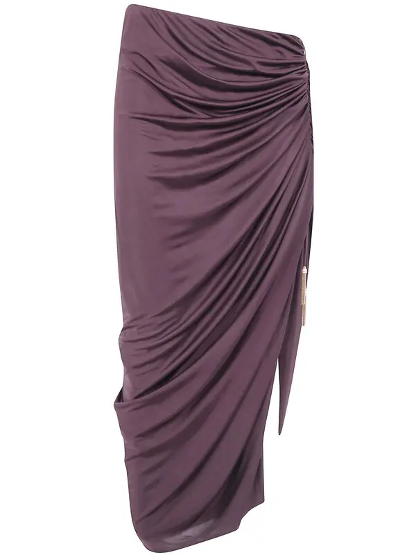 Balmain Draped Slit Midi Skirt